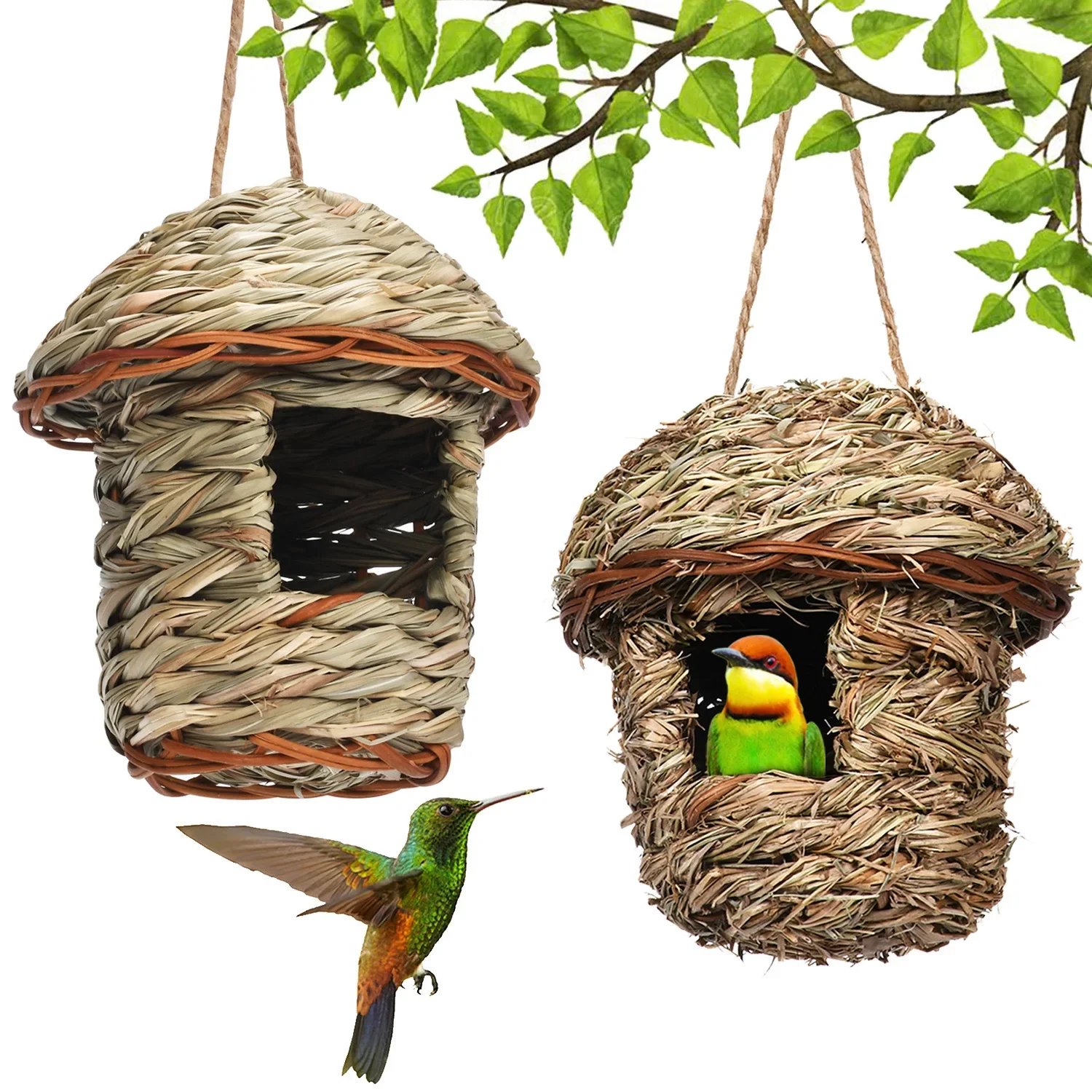 New-Birds-Nest-Bird-Cage-Natural-Grass-Egg-Cage-Bird-House-Outdoor ...