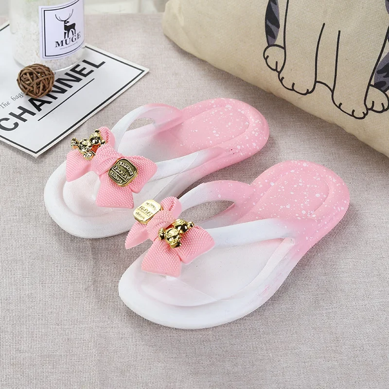 Girl-Cartoon-Bow-Beach-Slippers-Female-Summer-Children-Thongs-Sandls ...