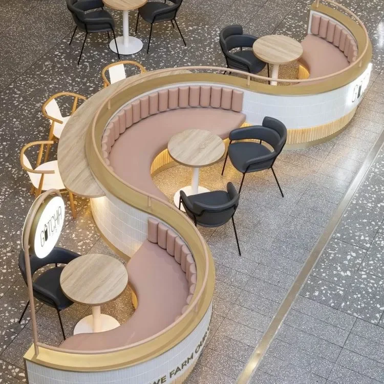 Luxury S-Shape Restaurant Sofa Shopping Mall Booth Seating Modern ...