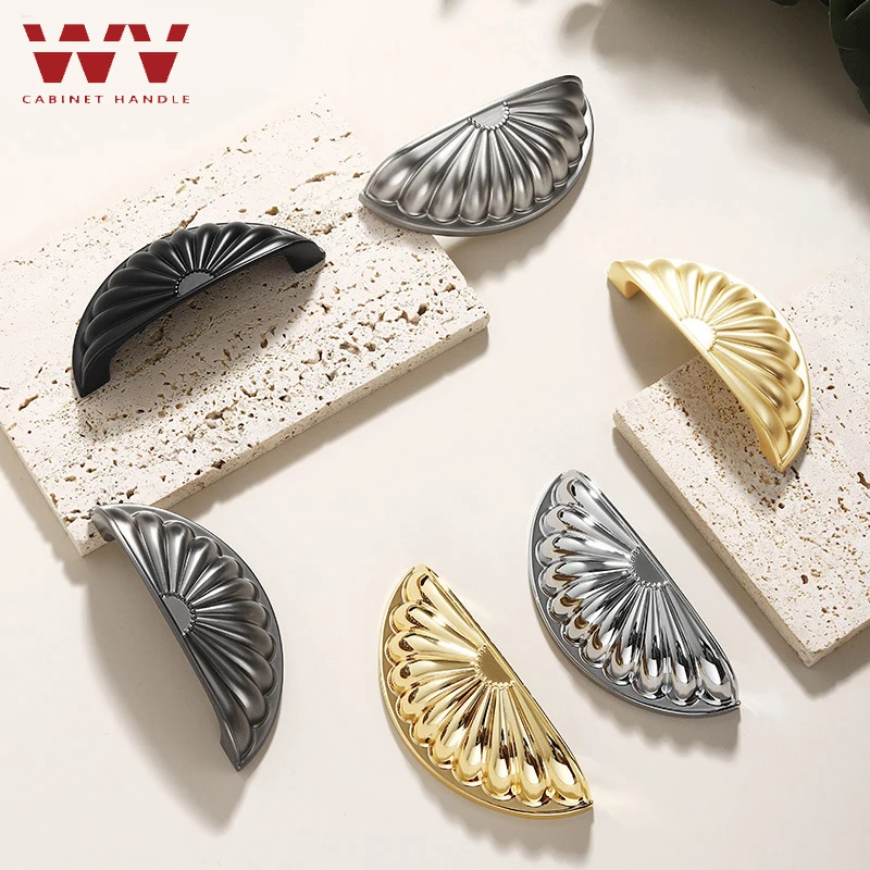 Kitchen-Cabinet-Storage-Handles-Gold-Seashell-Handle-Door-Knobs ...