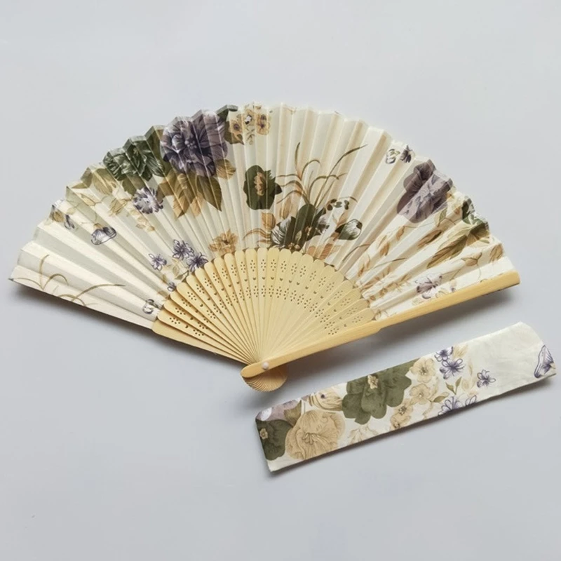 Folding Hand Fan with Bag Vintage Flower Fans for Women Girls Wedding ...
