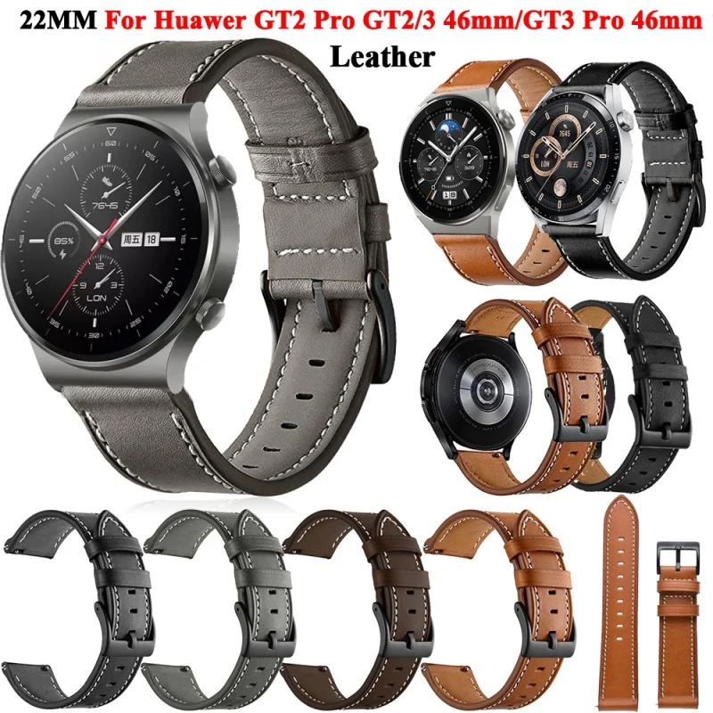 22mm-Straps-For-Huawei-Watch-GT-2-3-SE-2E-GT2-46mm-Leather-Wrist-Band ...