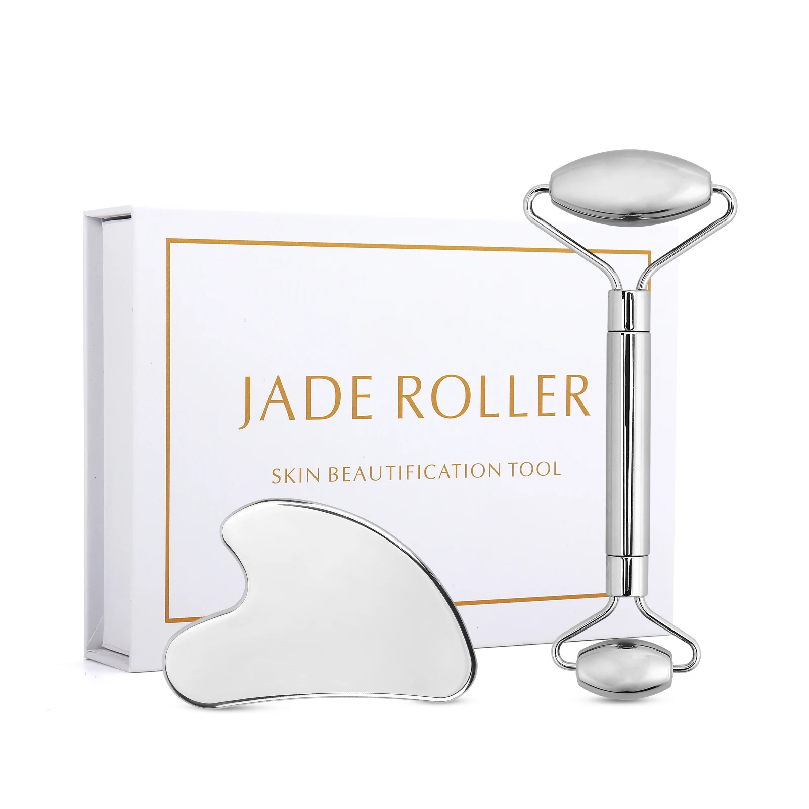 Rodillo-facial-de-acero-inoxidable-Gua-Sha-Set-Cuidado-de-la-cara ...