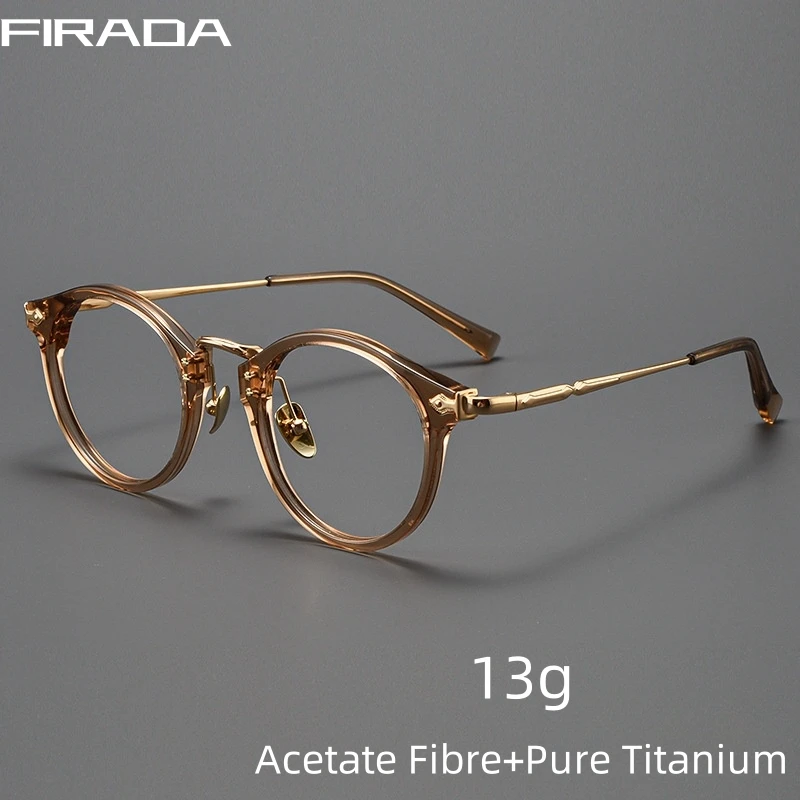FIRADA-Fashion-Round-Glasses-Women-2024-New-Retro-Pure-Titanium-Acetate ...