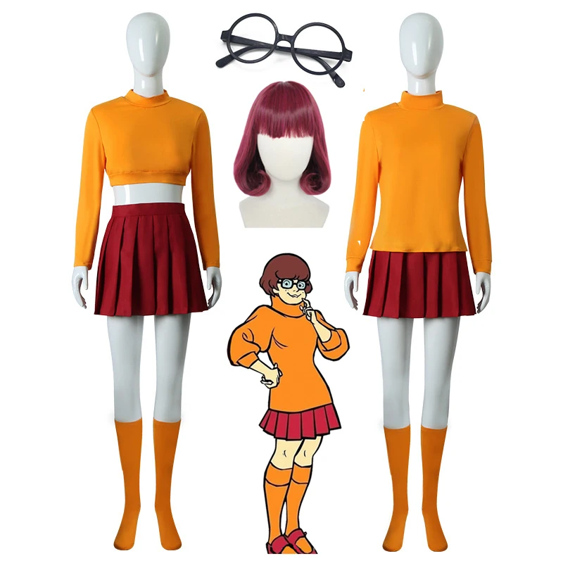 Uniforme-de-Cosplay-de-Velma-para-mujer-falda-superior-naranja ...