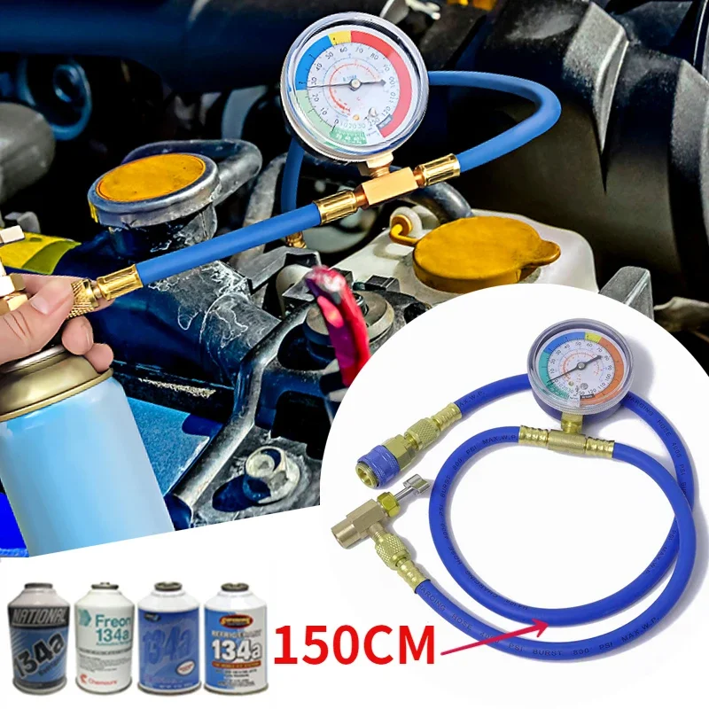 R134A Car AC Air Conditioning Refrigerant Recharge Hose W/ Pressure ...