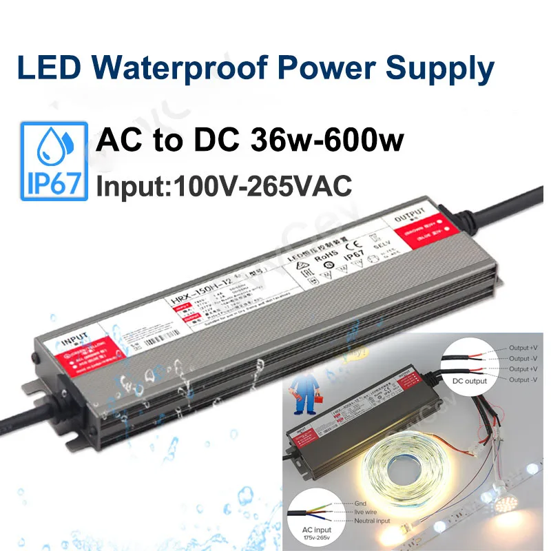 Ip67 Waterproof Outdoor Ac Dc 110v 220v 12v 24v Volt Led Strip Transformers Driver Cctv Camera ...