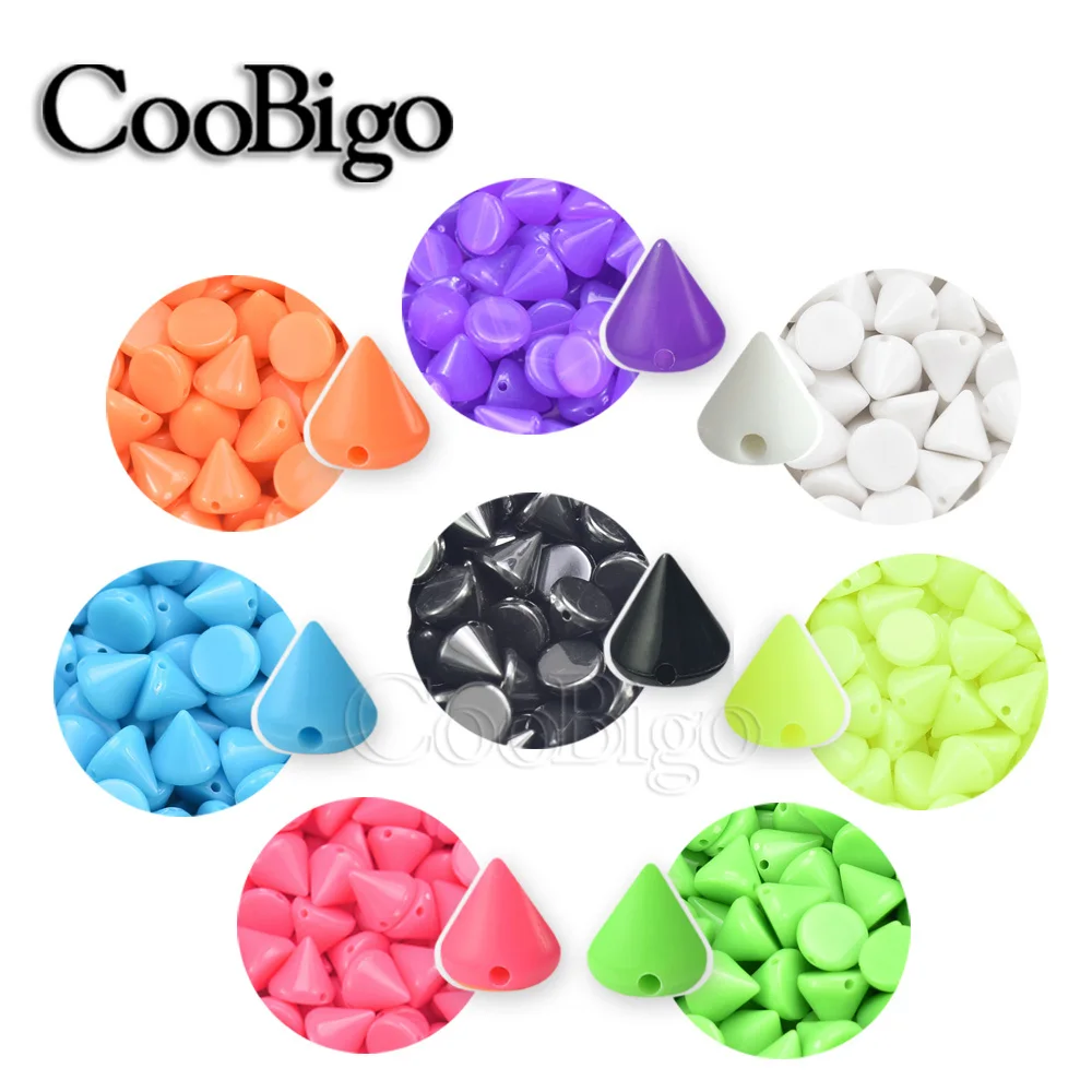 100pcs 8mm Stud Rivet Punk Cone Bead Spike Plastic Garment Bracelet Bag ...