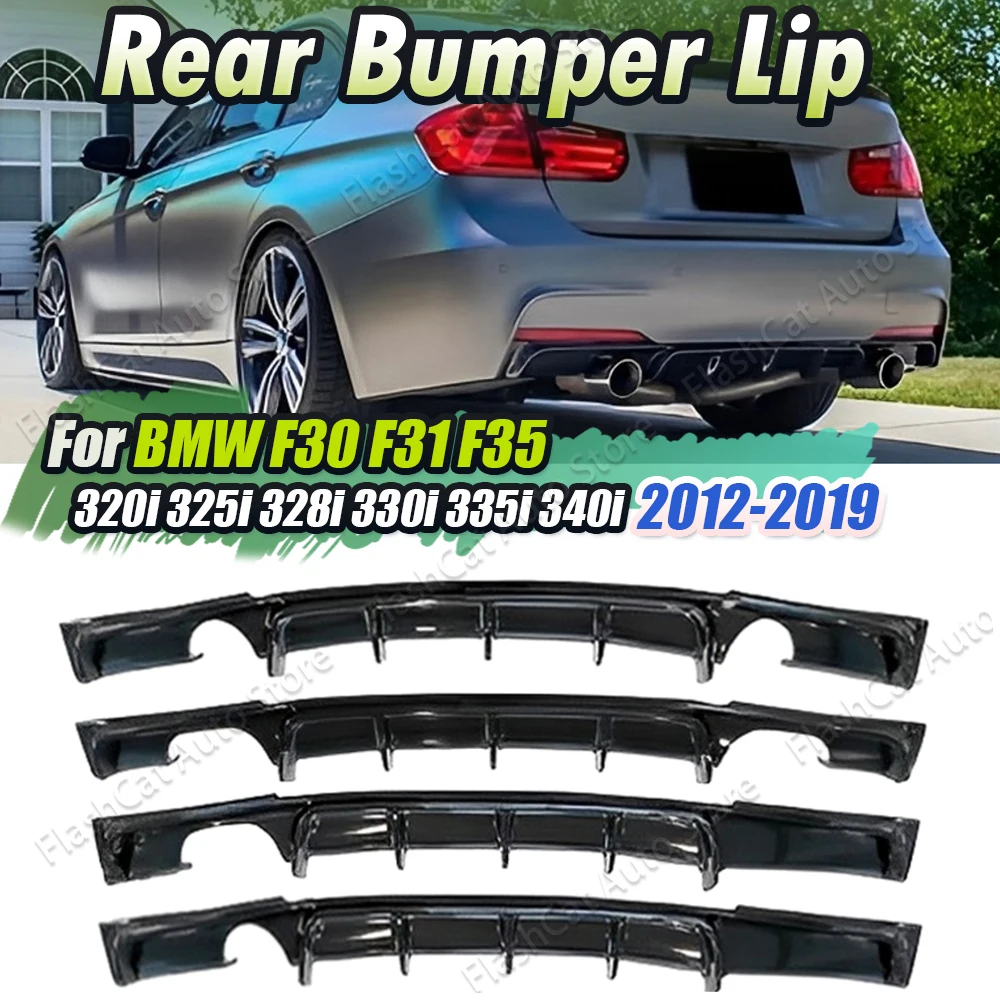 F30 Car Rear Bumper Lip Diffuser M Performance Black Diffusor Carbon ...