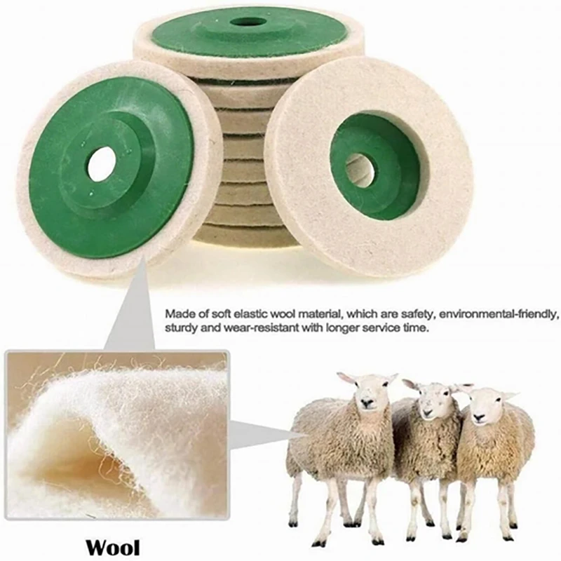 100mm Wool Polishing Wheel Round Buffing Pads Angle Grinder Wheel Felt ...