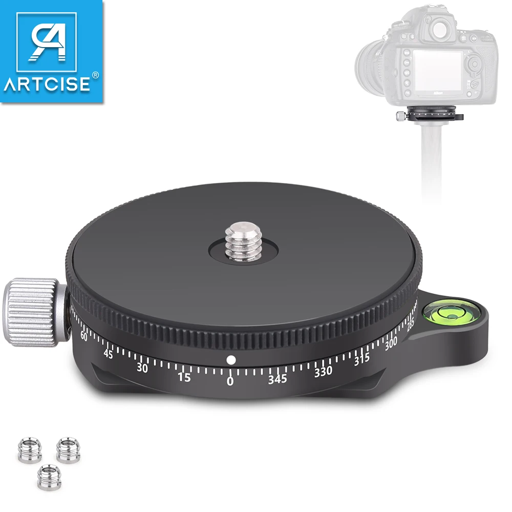 ARTCISE 360° CNC Aluminum Camera Panoramic Panning Base with Arca Swiss ...