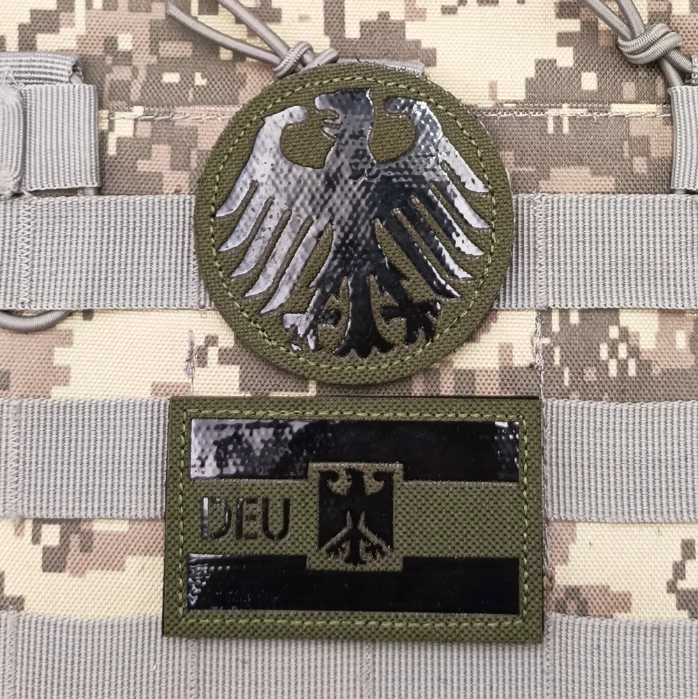 REFLECTIVE Germany Flag Military Tactical Embroidered Patches Armband ...