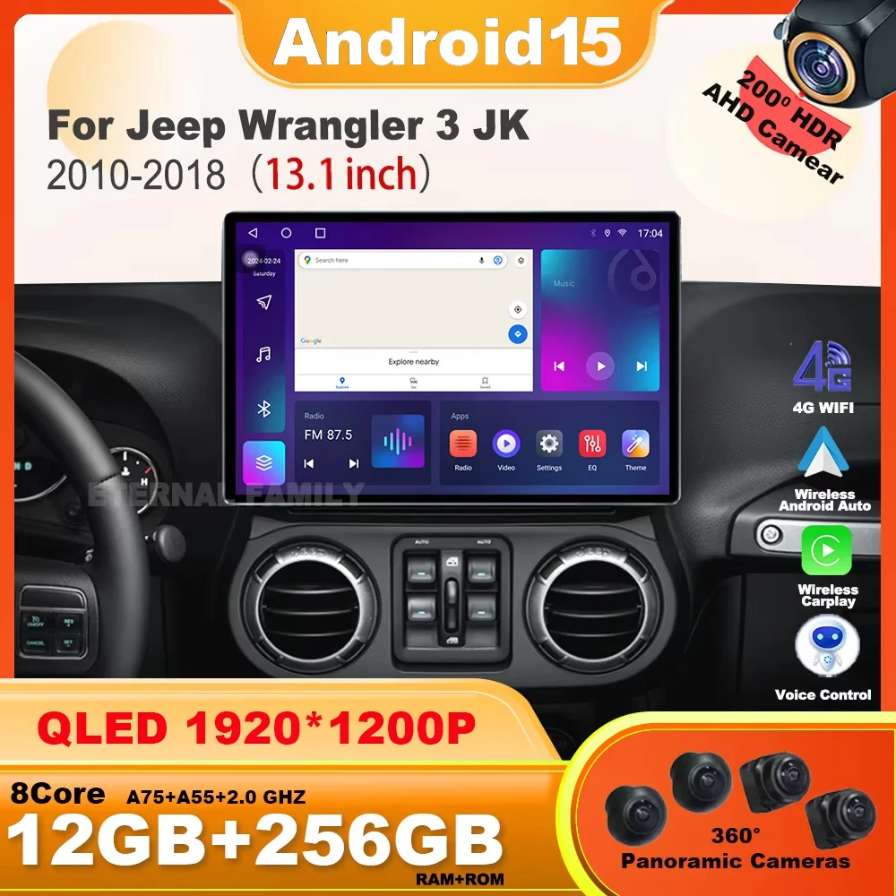 13.1 Inch For Jeep Wrangler 3 JK 2010-2018 Car Radio Carplay Android 15 ...