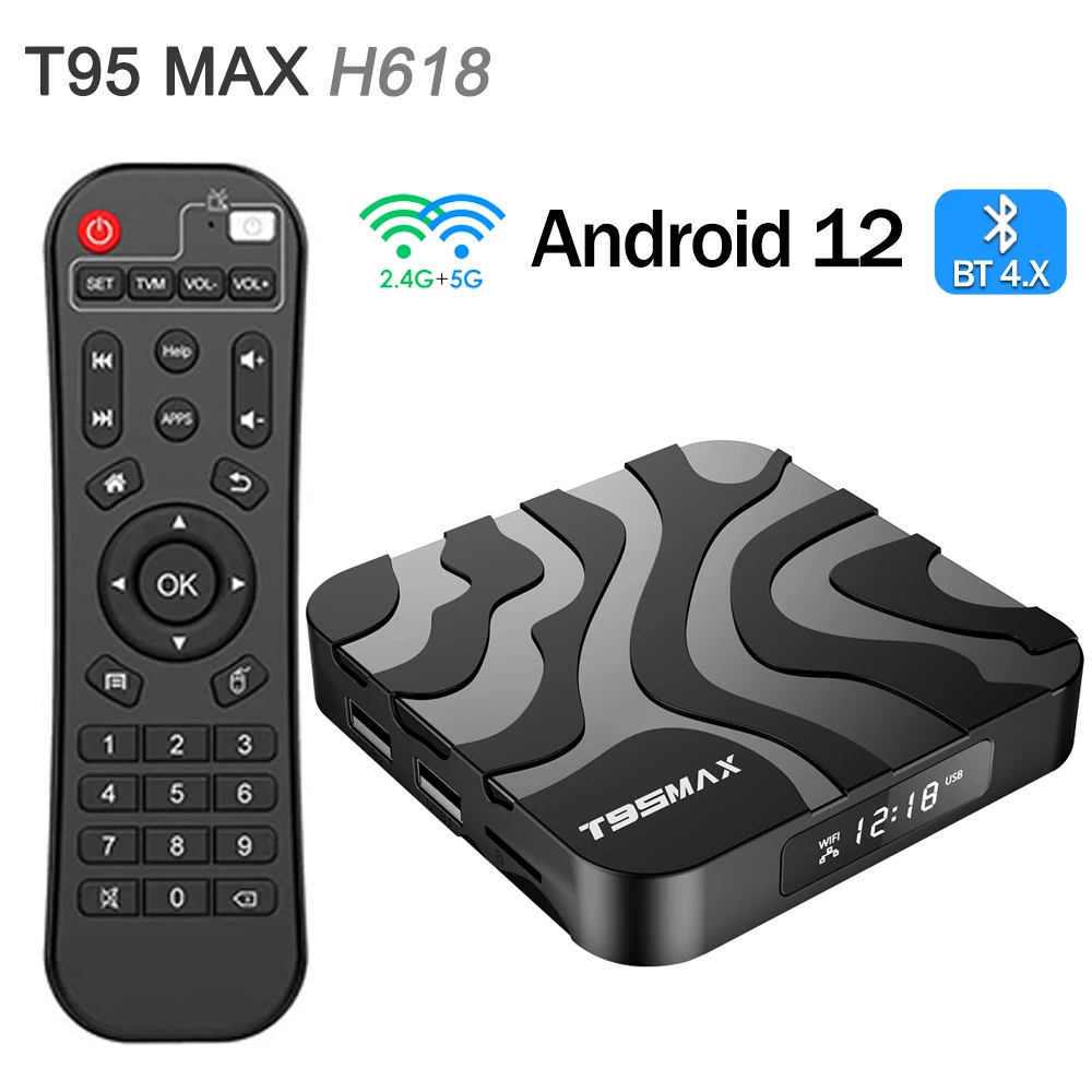 Dispositivo de TV inteligente T95 MAX H618, decodificador con Android 12, H618, cuatro núcleos ...