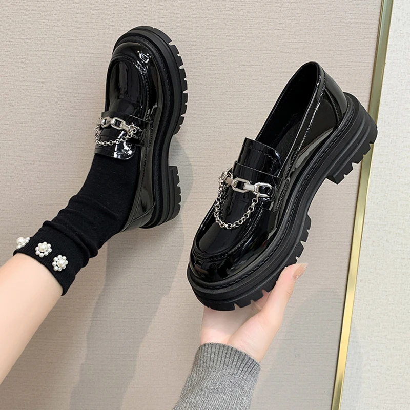 Shoes-Woman-2024-Clogs-Platform-Loafers-With-Fur-Round-Toe-British ...