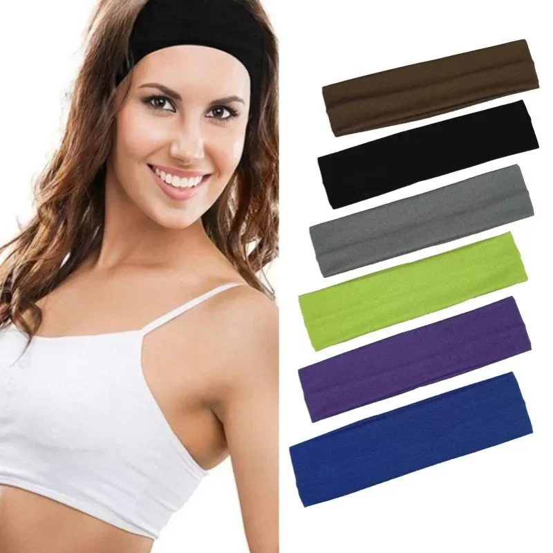 4-Pack Stretch Sports Headbands Solid Color Wide Brim Sweat-Absorbent ...