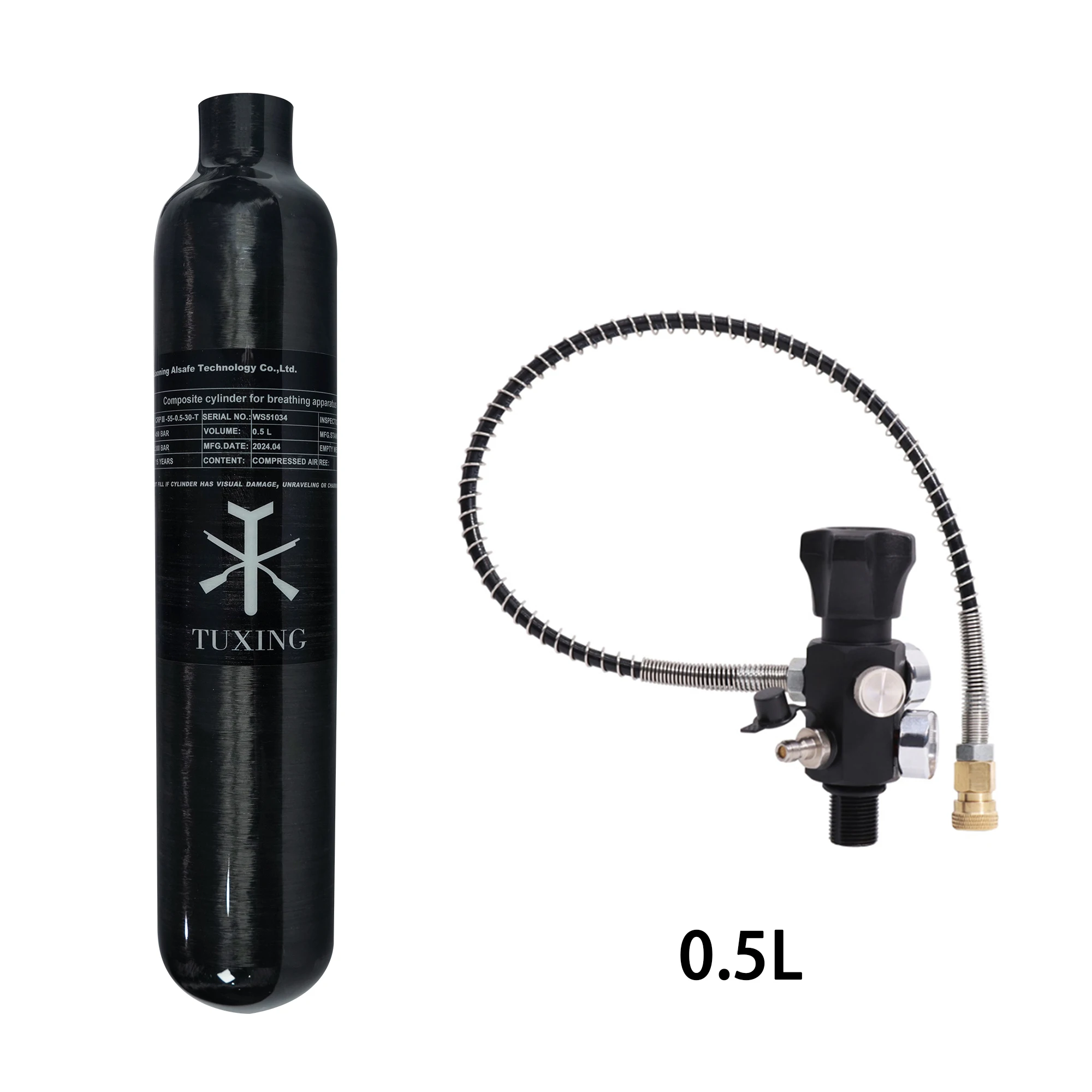 TUXING-4500Psi-300Bar-0-5L-500CC-Carbon-Fiber-Cylinder-HPA-Tank-with ...
