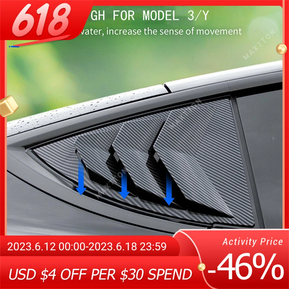 2pcs Car Rear Window Shutter Cover Trim Window Louver Side Vent Trim ...