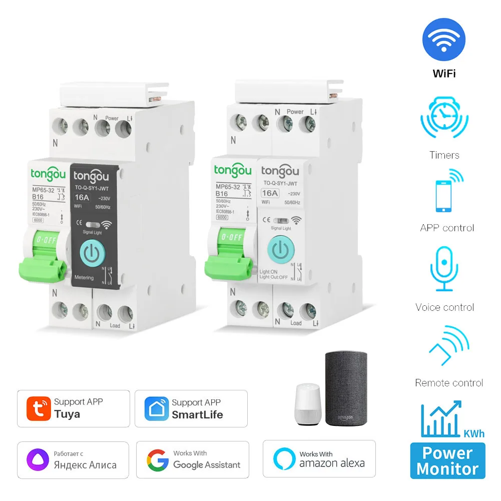 Tuya Smart Wifi Mcb Circuit Breaker 1p 10a/16a/25a/32a Din Rail ...