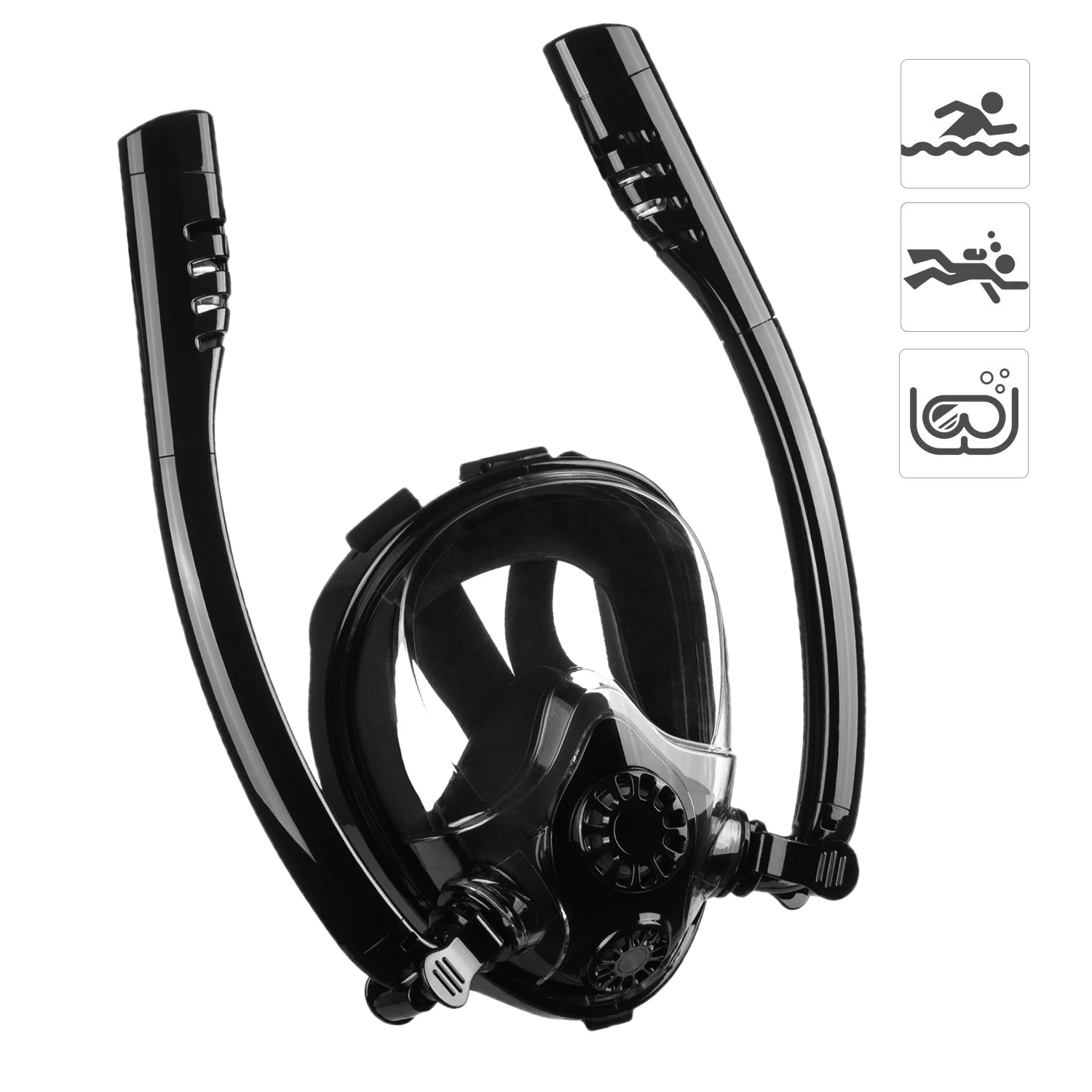 Snorkeling-Mask-Double-Tube-Silicone-Full-Dry-Diving-Mask-Adult-Kids ...