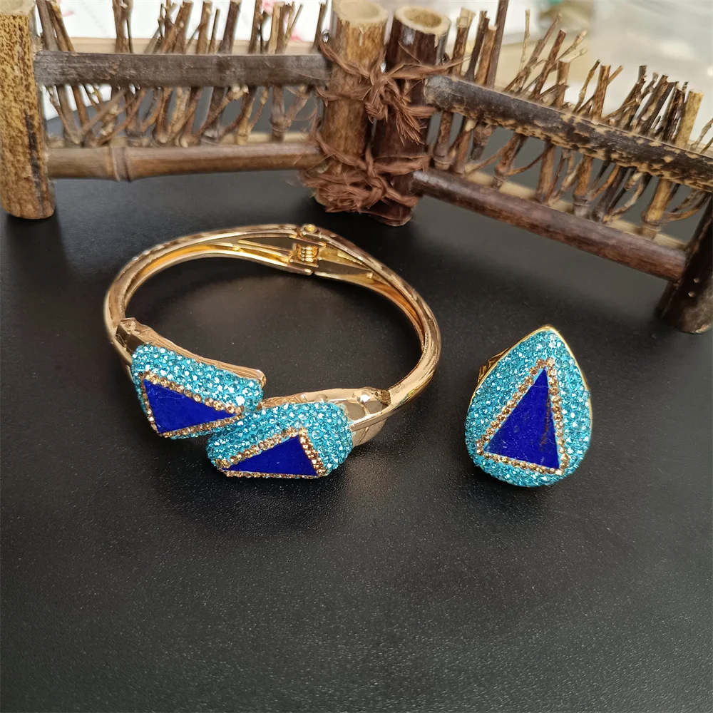 Natural-Lapis-Lazuli-Women-s-Ring-Bracelet-Set-popular-Personality ...