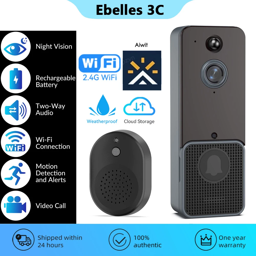 Smart-Home-WiFi-Outdoor-Wireless-Doorbell-1080P-HD-Night-Vision ...