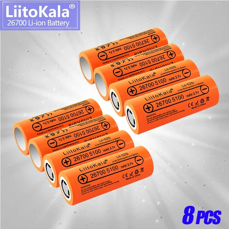 8PCS-LiitoKala-Lii-52S-Grade-A-3-7V-26700-5200mAh-20A-Power ...