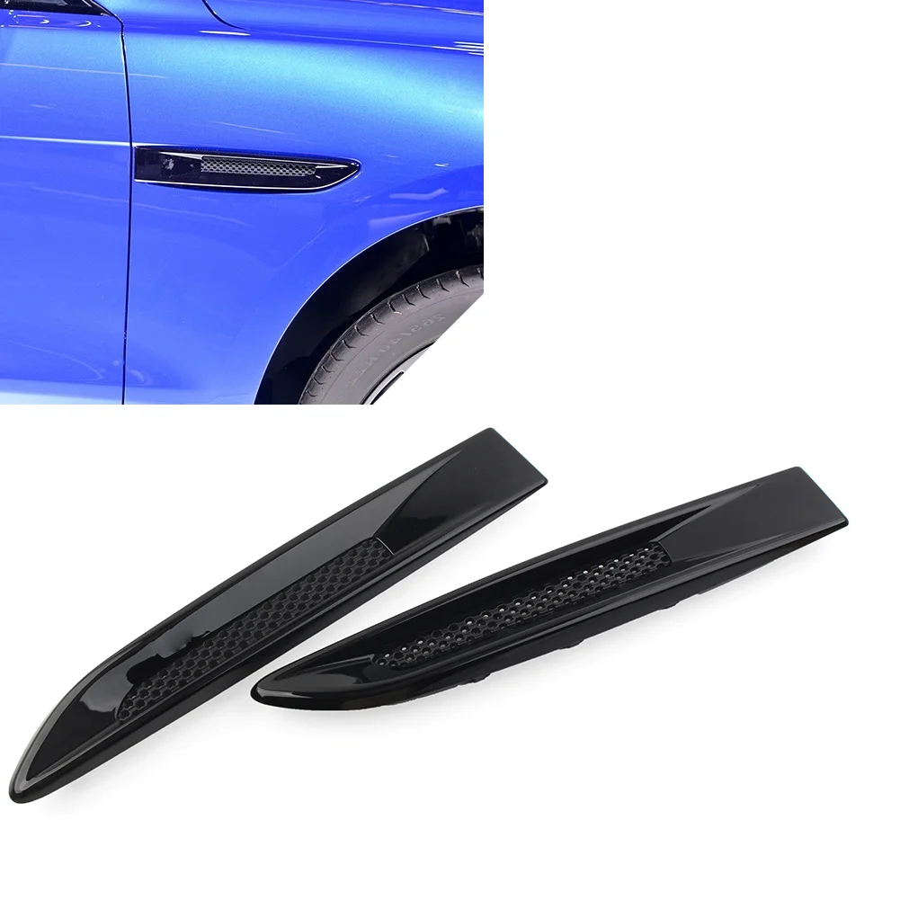 1-Pair-Glossy-Black-Car-Front-Side-Fender-Air-Vent-Outlet-Grille-Trim ...