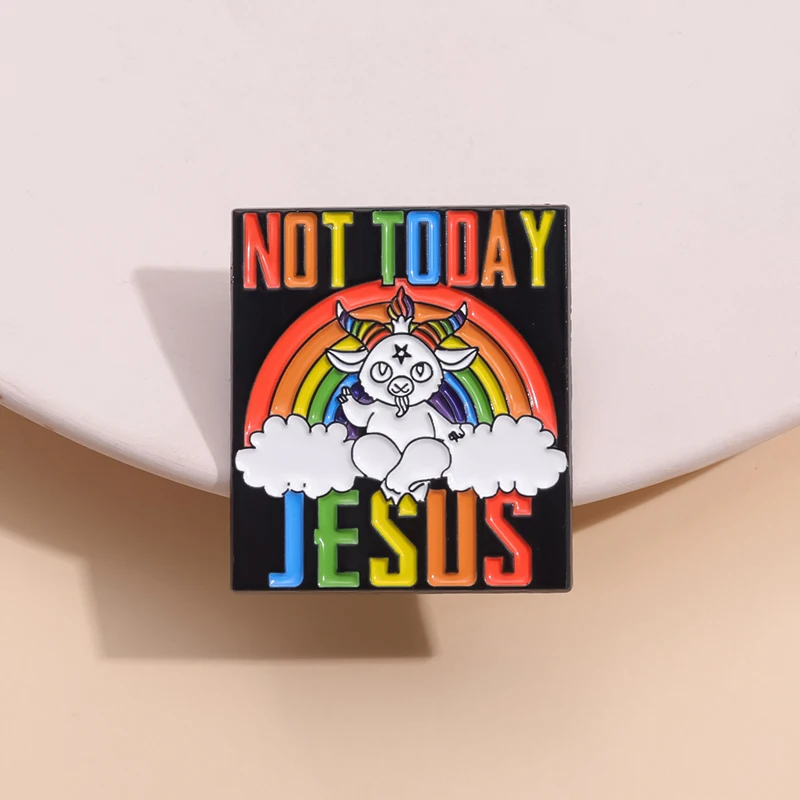 Custom Rainbow Jesus Enamel Pin Hell Sheep Not Today Jesus Brooch ...