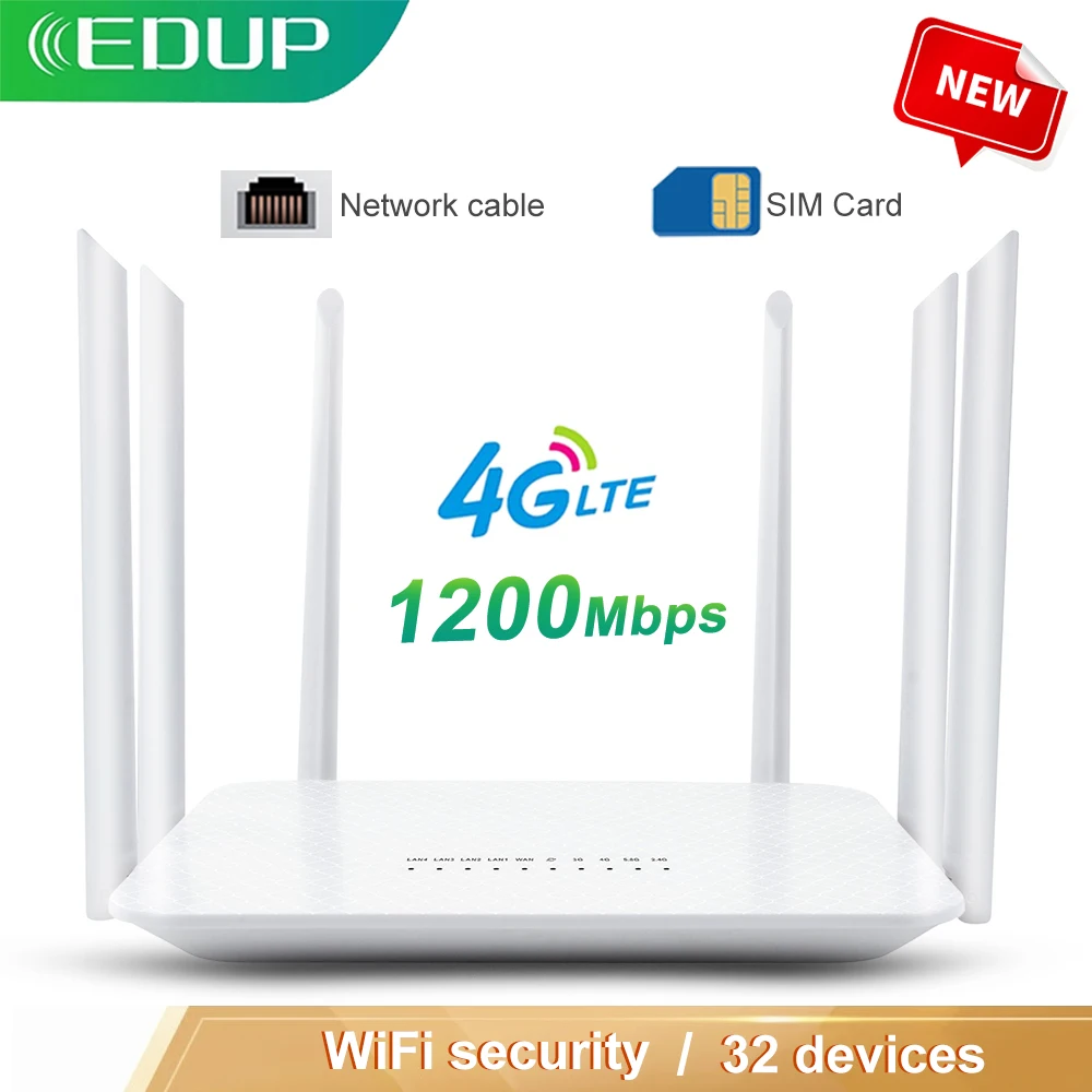 Edup 4g Wifi Router 1200mbps Wireless Wifi Router Sim Card Slot Rj45 ...