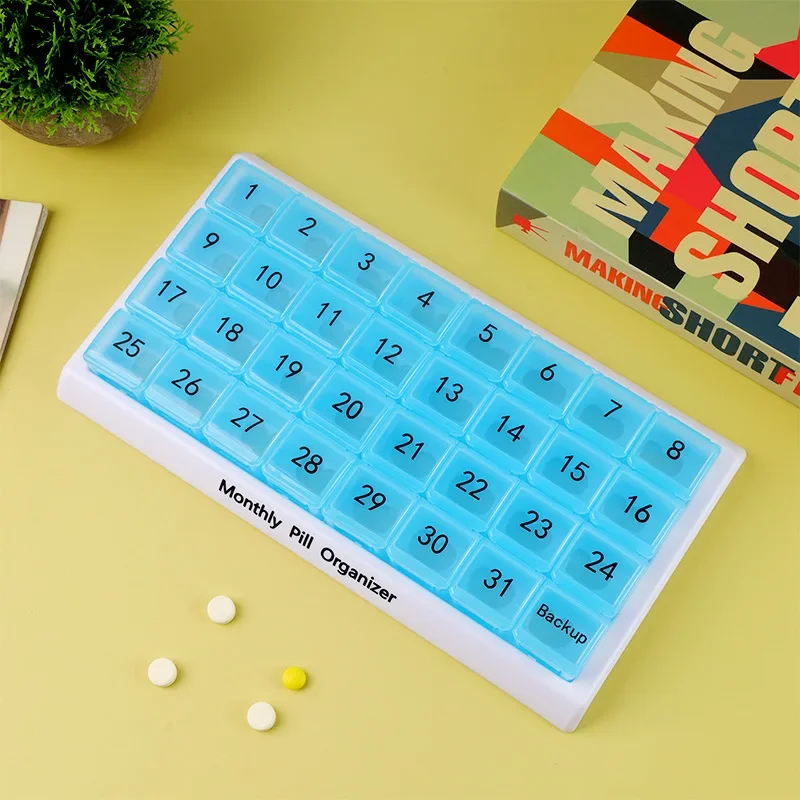 Portable-31-Days-Medicine-Box-Monthly-Handy-Storage-Organizer-PP ...