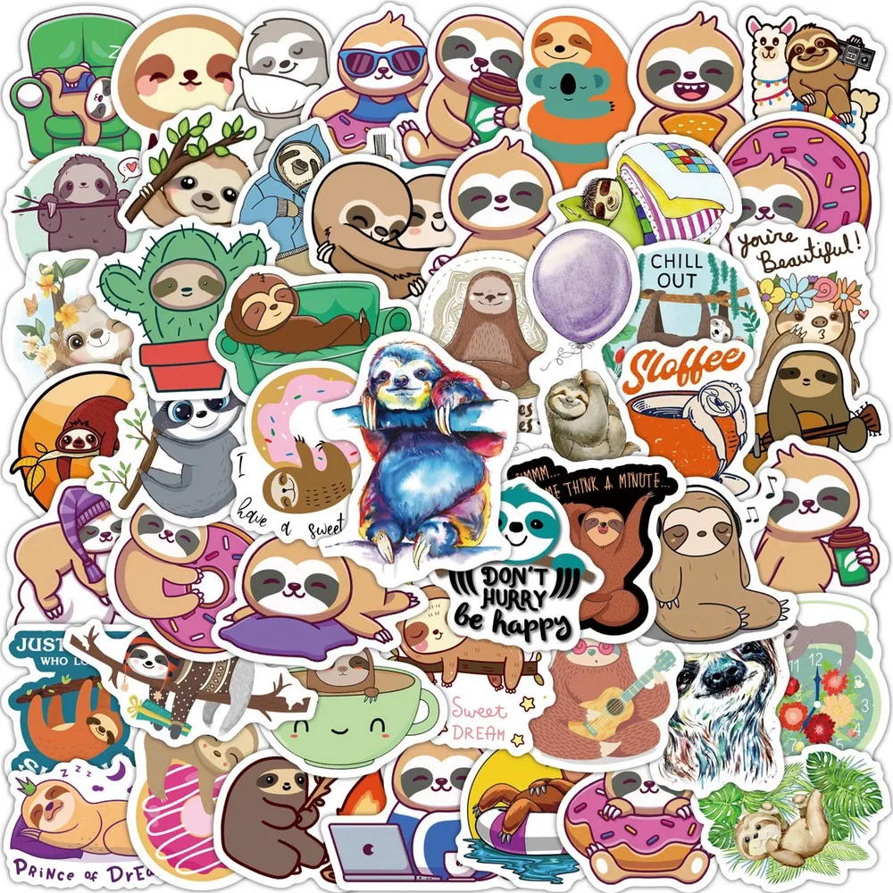 50-100pcs-Cute-Sloth-Stickers-Laptop-Phone-Fridge-Guitar-Notebook ...