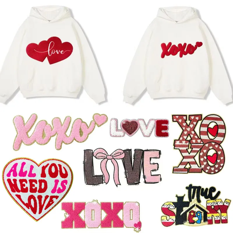 Oversize "LOVE" "OXOX" ironing patch Valentine's Day Patches with Gold ...