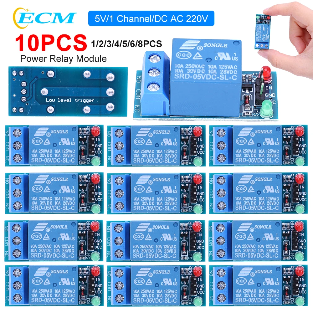 1-10pcs-Power-Relay-Module-Board-5V-Low-Level-Trigger-Relay-Module ...