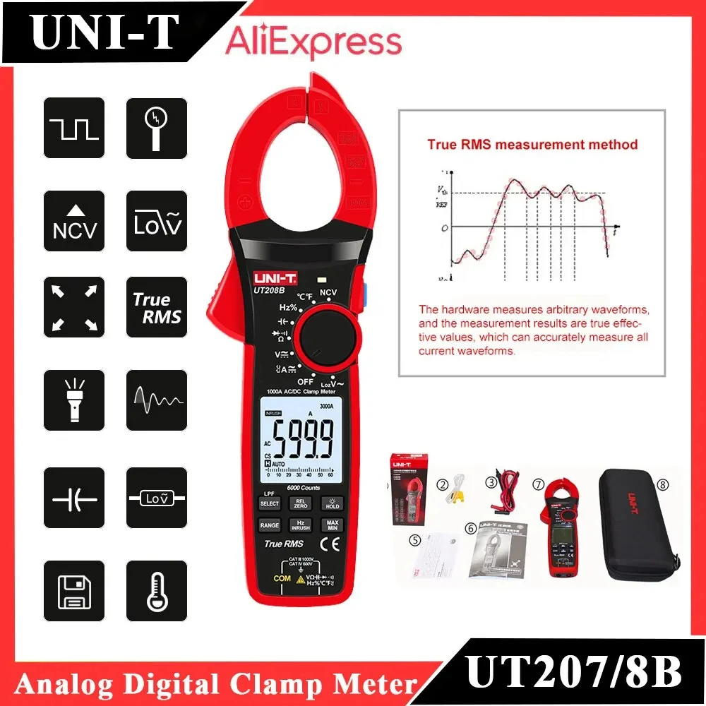 UNI-T-Anal-gico-Digital-Ampermetric-Clamp-Meter-Profissional-Volt-metro-Amper-metro-AC-DC ...