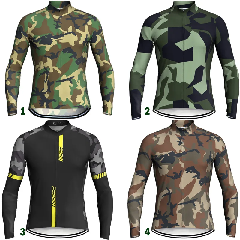 Camo Cycling Clothes Long Sleeve Wear MTB Jersey Road Bike Jacket ...