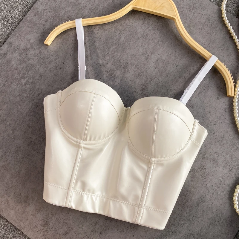 Italian-suspender-sexy-vest-Women-s-solid-leather-Pu-Women-s-short-top ...