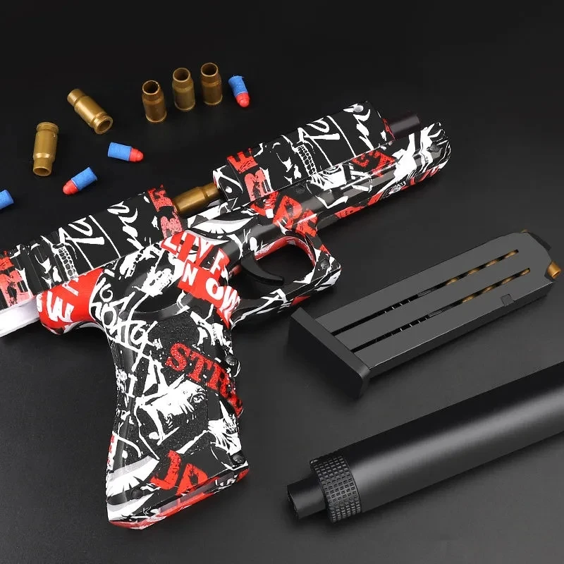 Glock M1911 Graffiti Toys Gun Shell Ejection Airsoft Pistol Soft Bullet ...