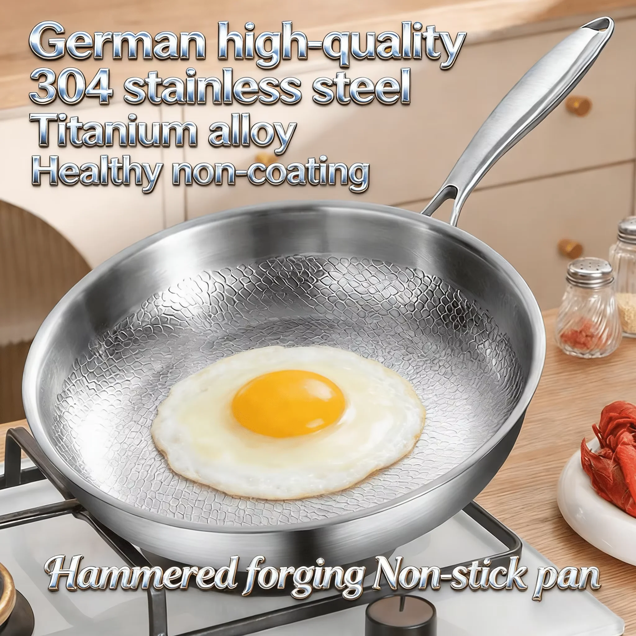 Healthy Uncoated Titanium Alloy Pan German Premium Non-Stick Frying Pan ...