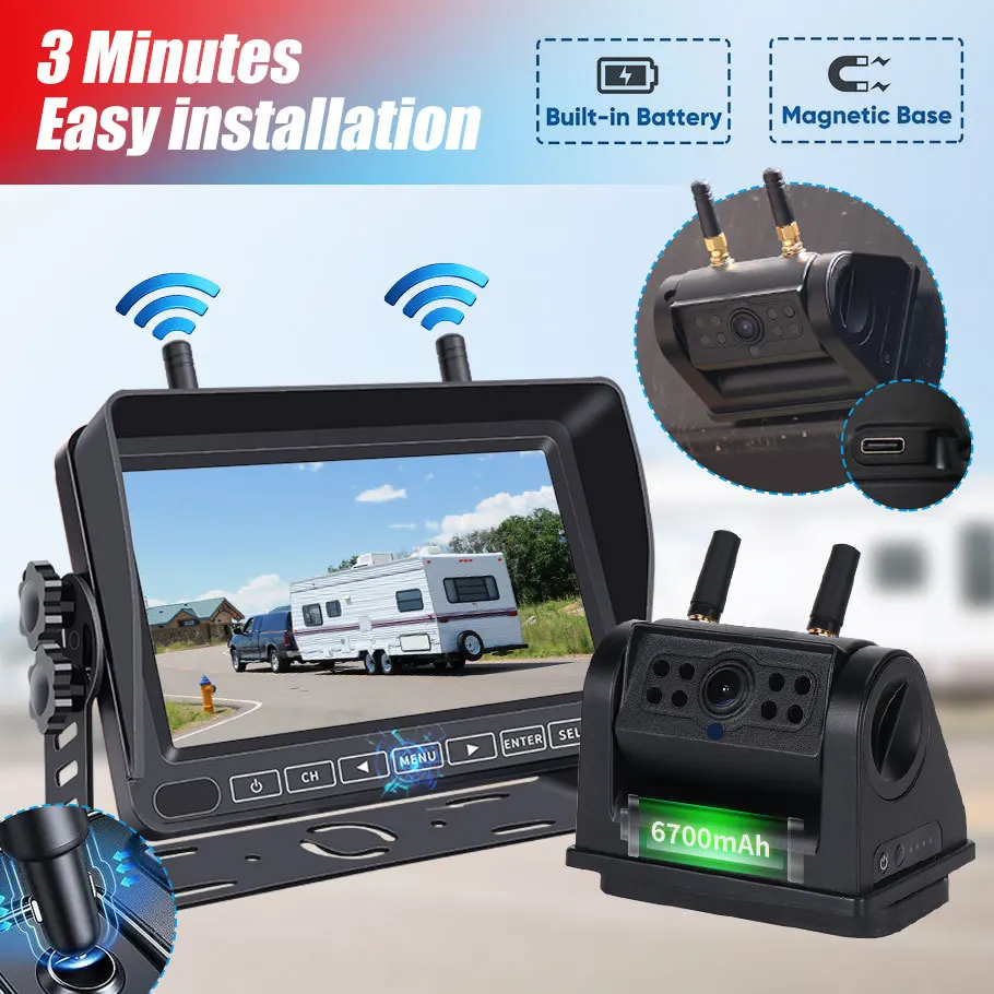 Wireless-Reverse-Camera-Complete-Set-of-Magnetic-Suction-Charging-Rear ...