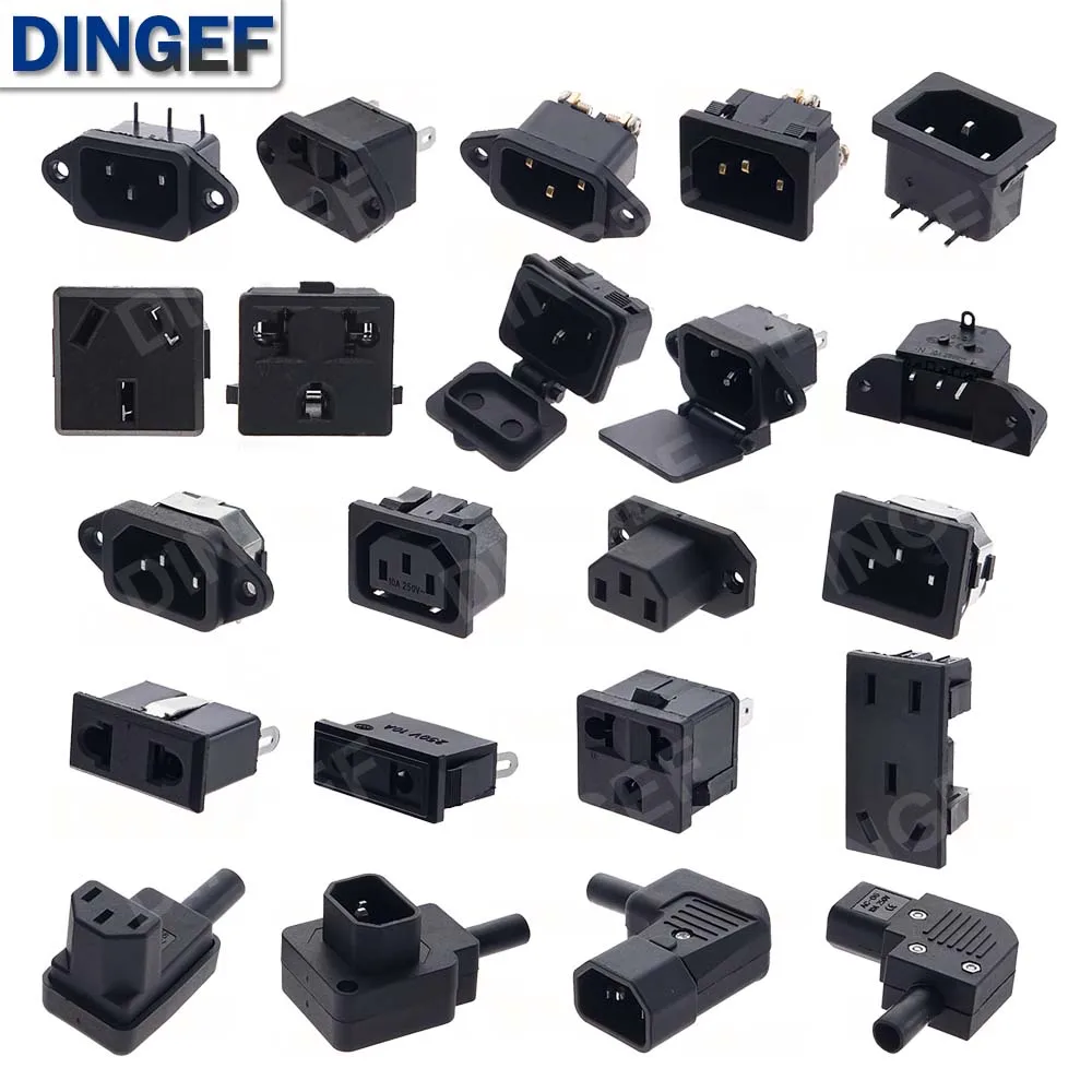 1PCS Pure Copper IEC320 C14 Electrical AC Power Plug Socket 2/3/4/6Pin ...