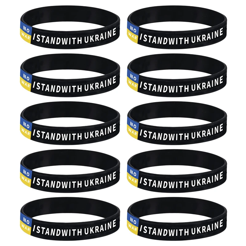 100pcs Ukraine Ukrainian Black Rubber Wristband Silicone Bracelets ...