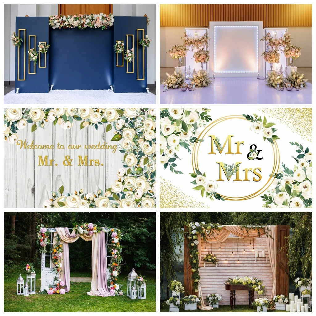 Laeacco-Wedding-Photo-Backdrops-Green-Grass-Flowers-Curtain-Pergola ...