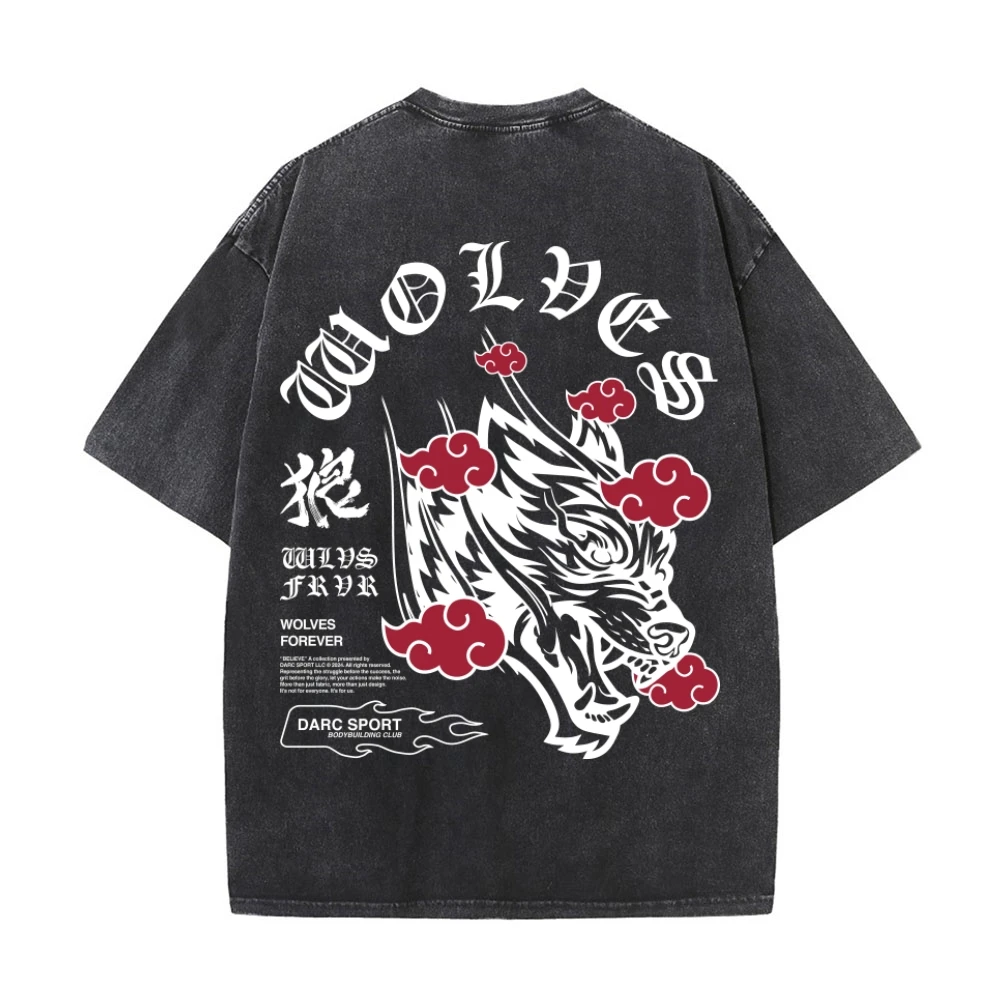 DARC-WOLVES-camiseta-negra-lavada-para-hombre-ropa-deportiva-de-gran ...