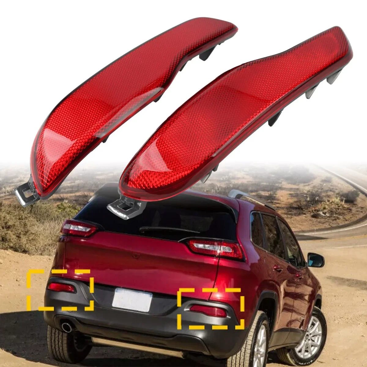 For Jeep Cherokee 2014-2018 Left & Right Rear Bumper Reflector Tail ...