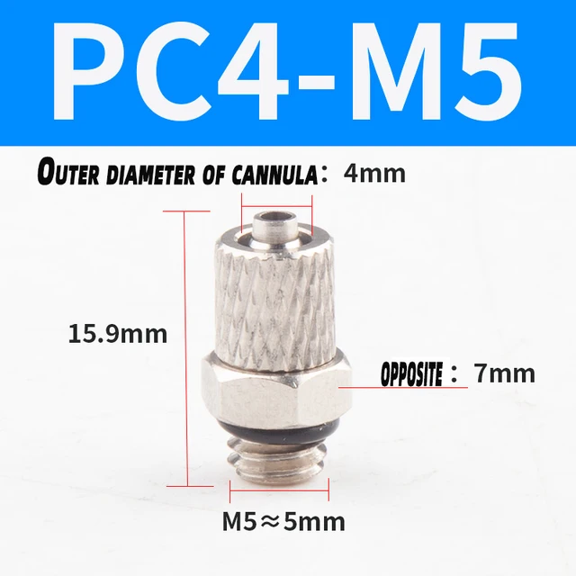 공압 피팅 에어 피팅 PC 4-M5 4 6 스레드 M3 M4 M5 M6 BSP 퀵 커넥터, 호스 튜브 커넥터용 니켈 도금 구리