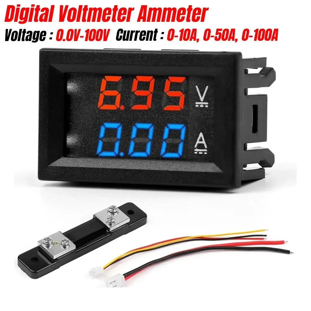 Digital-Voltmeter-DC0-100V-10A-50A-100A-Voltmeter-Ammeter-Voltage ...
