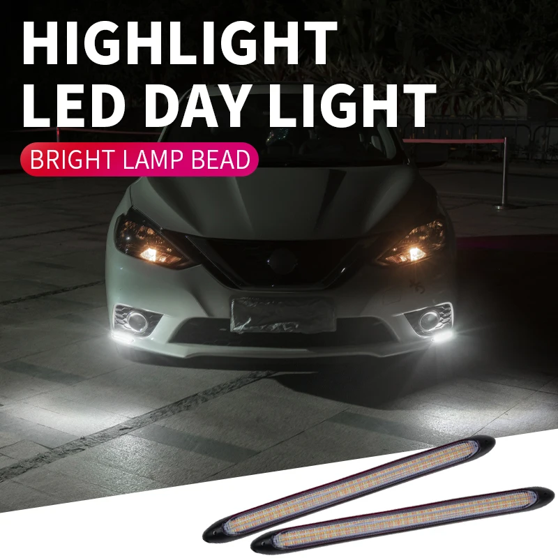 2x-Car-DRL-LED-Daytime-Running-Light-Flow-Yellow-Turn-Signal-White-DRLScan-Waterproof-Headlight ...