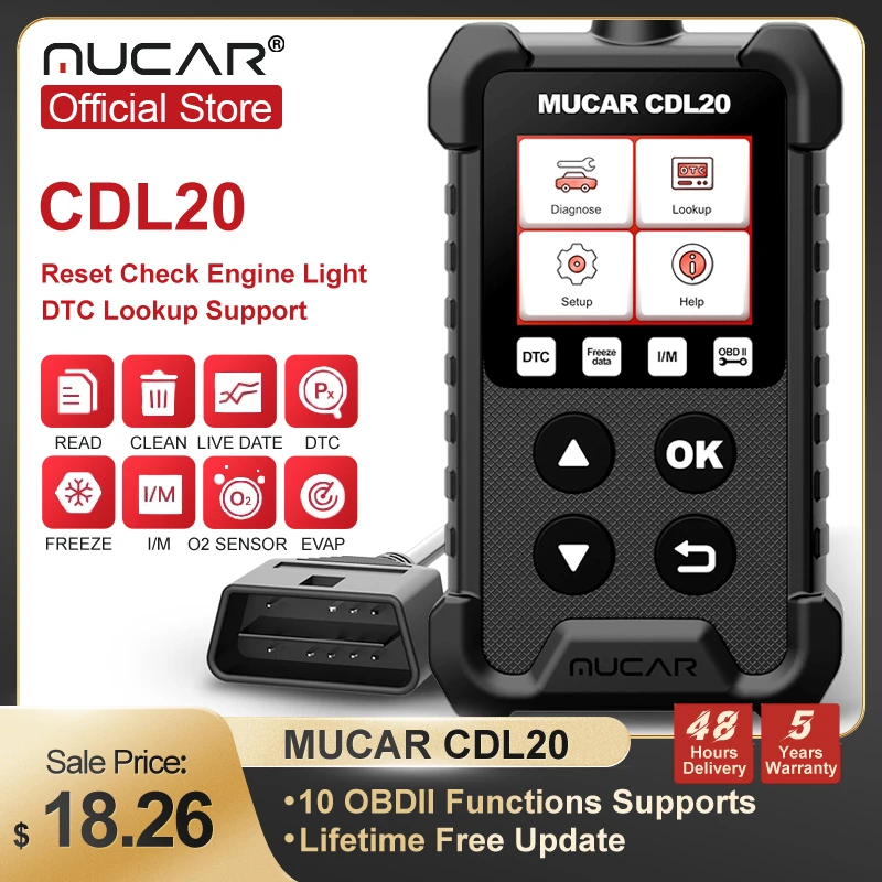 Mucar Cdl20 Lifetime Free Obd2 Car Auto Diagnostic Tools Obd 2 Scanner ...