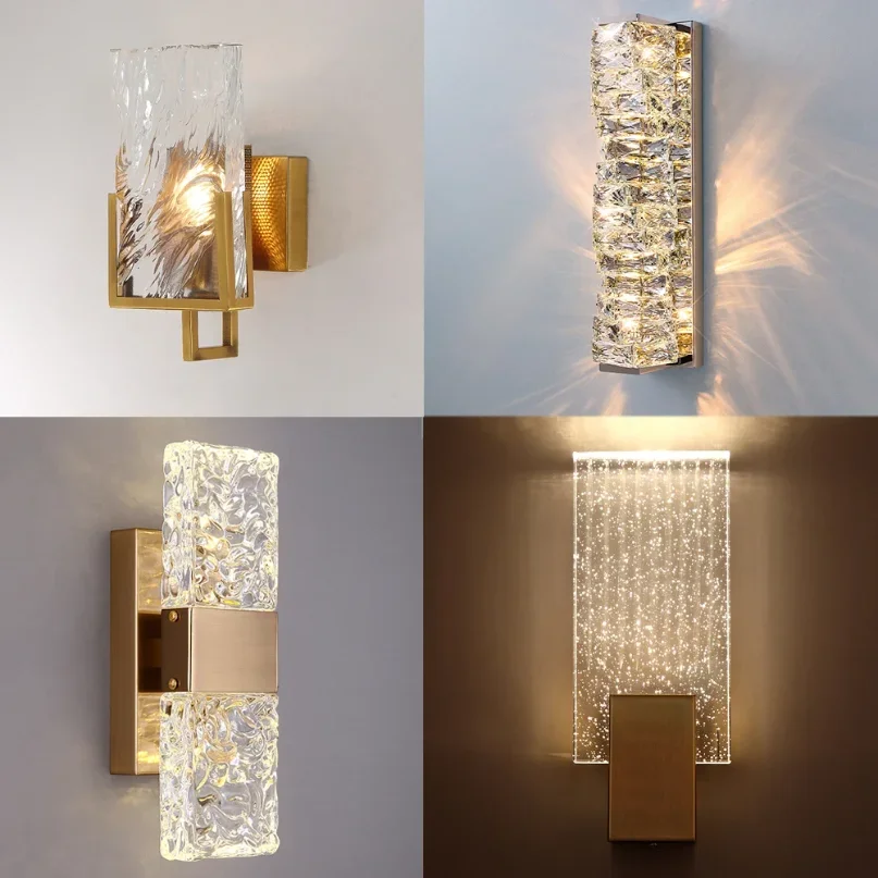 Nordic Crystal Copper Wall Lamp Transparent Creative Wall Light LED ...